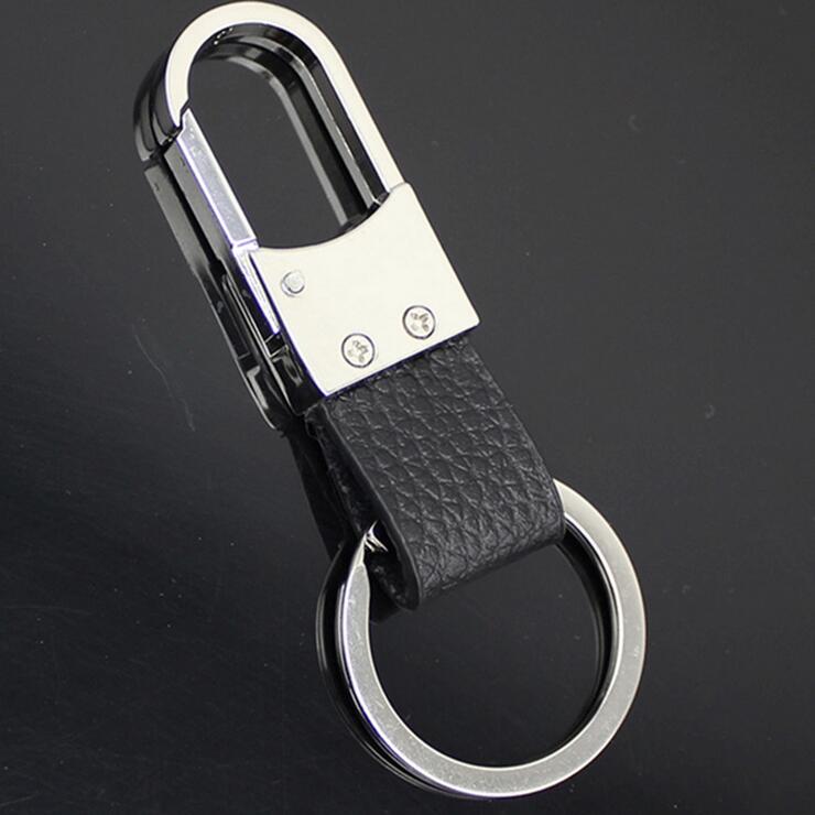 leather bicyclic keychain key buckle, creative car key chain, metal and ...